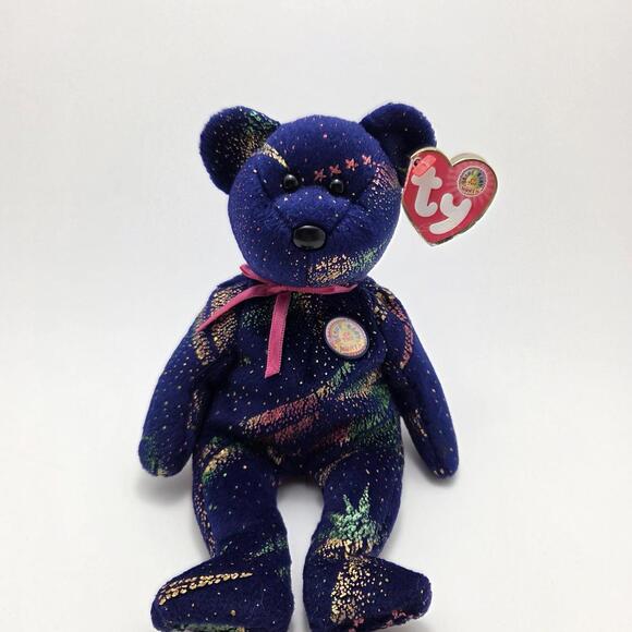 Toys | Ty Beanie Baby Comet The Dark Blue Bear Non Mint Tag 85 Inch ...